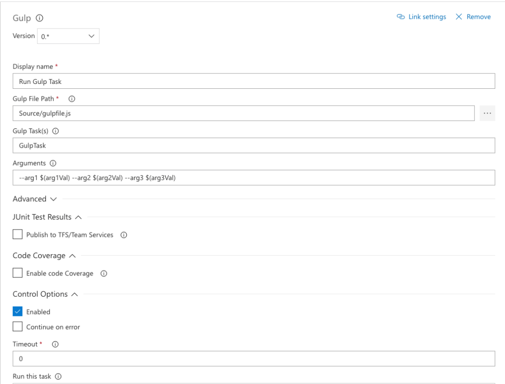 Visual Studio Team Services Gulp Task Setup – PR Code